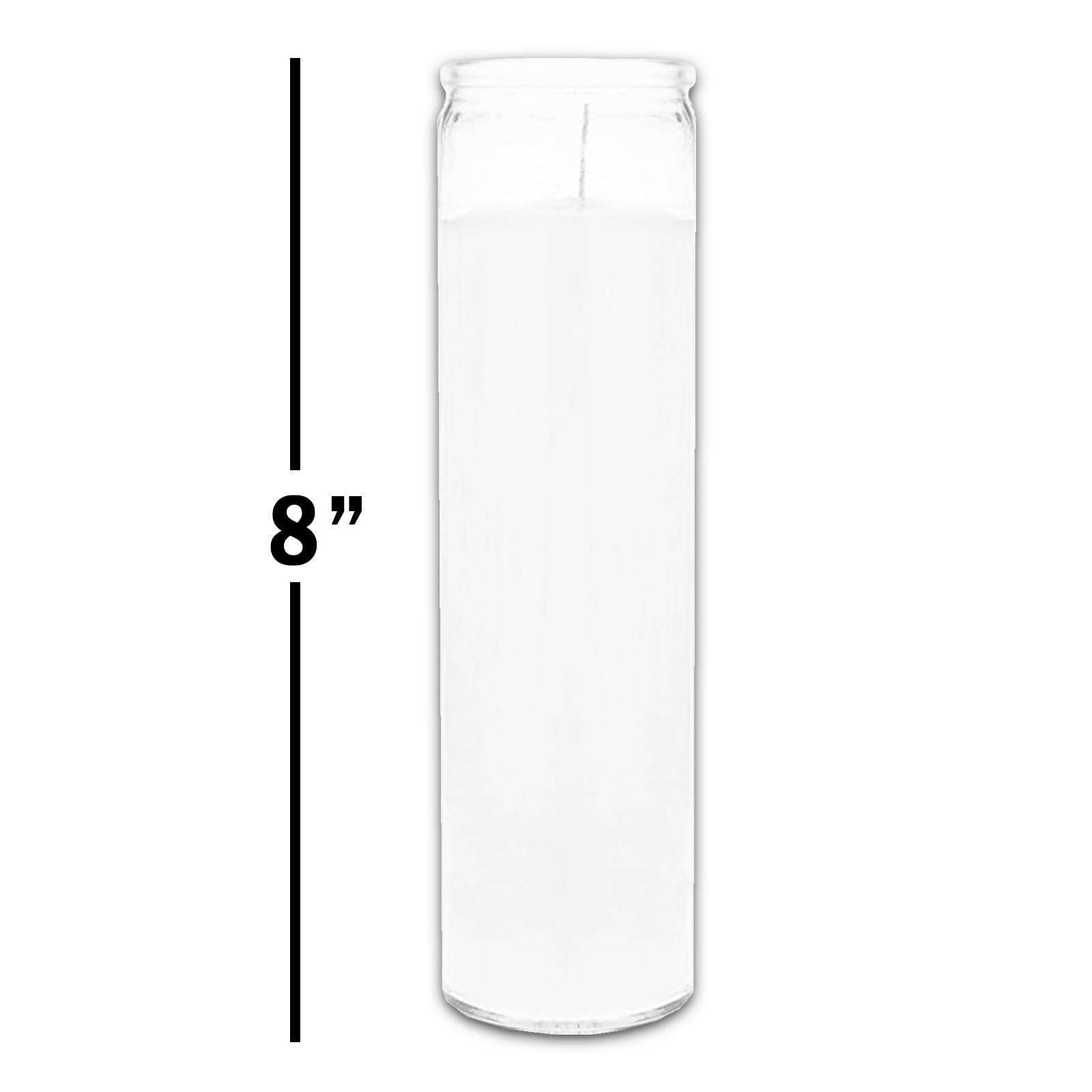 White Prayer Glass Candle Set - Bundle with 4 White Prayer Candles for Vigils, Prayers, Cemetery, Blessing Ceremonies, Bulk 8" Candle Kit