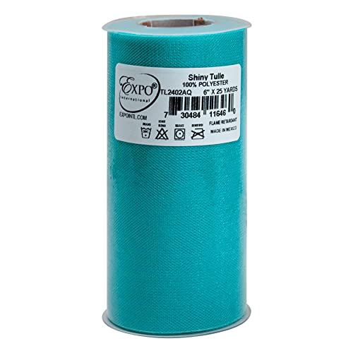 Expo International Shiny 6-Inch Tulle Spool, 25-Yard, Aqua Blue