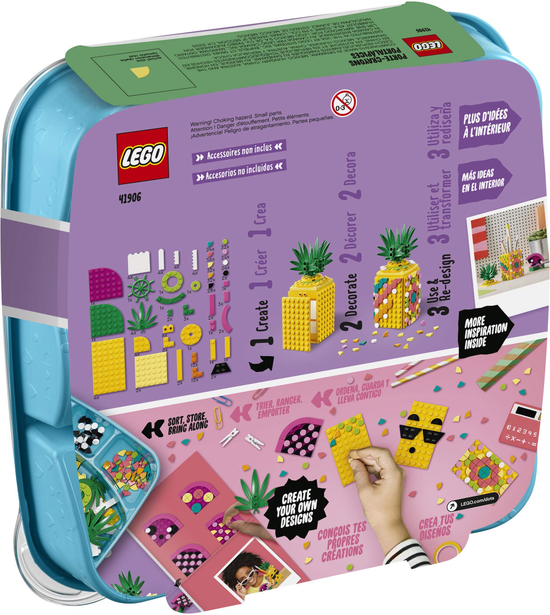 LEGO DOTS Pineapple Pencil Holder 41906 DIY Craft Decorations Kit, A Fun Craft kit for Kids who Like Arts and Crafts Projects, That Also Makes a Great Holiday or Birthday Gift (351 Pieces)