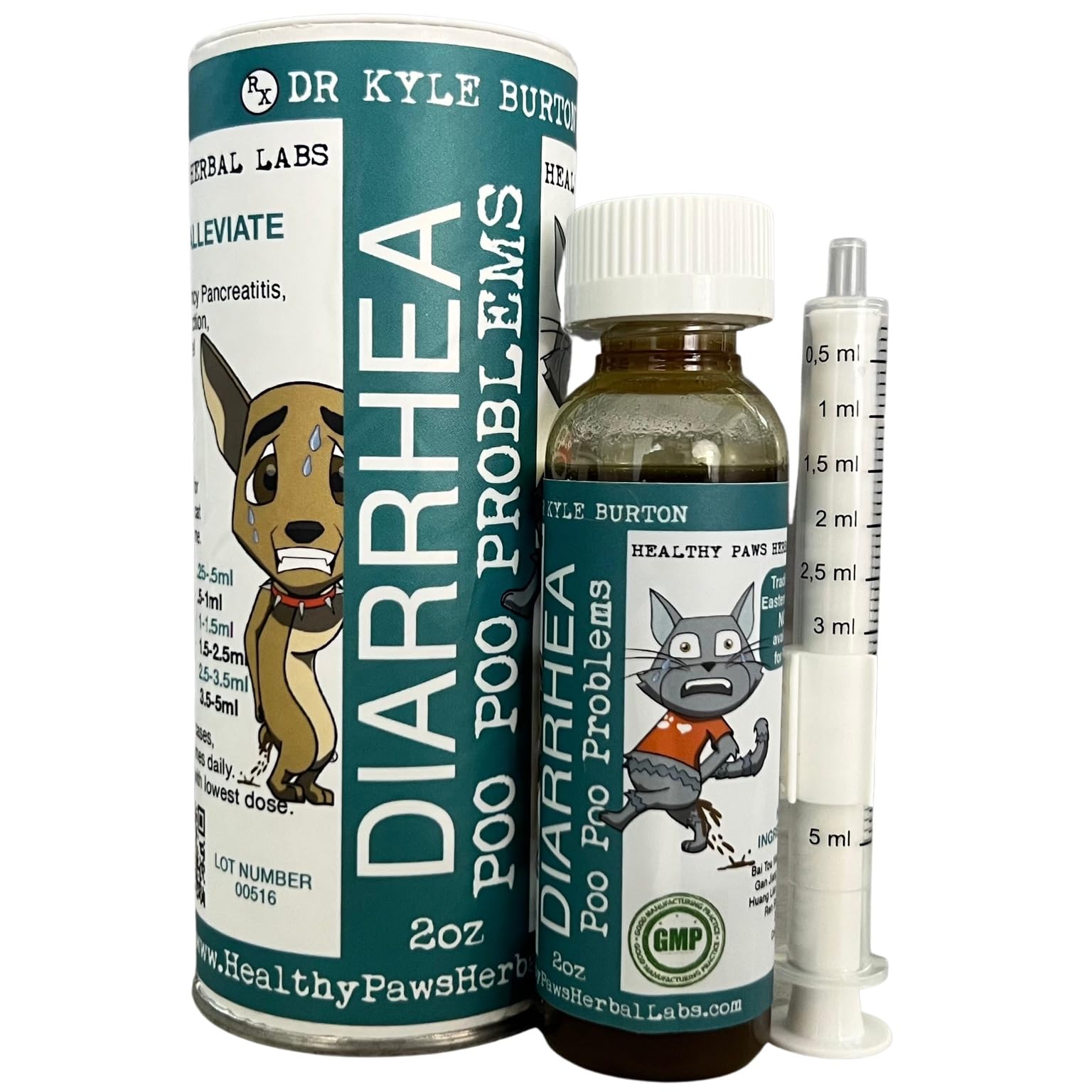 HEALTHY PAWS HERBAL LABS Poo Poo Problems Natrual Diarrhea Relief for Dogs and Cats -2fl oz Food Topper
