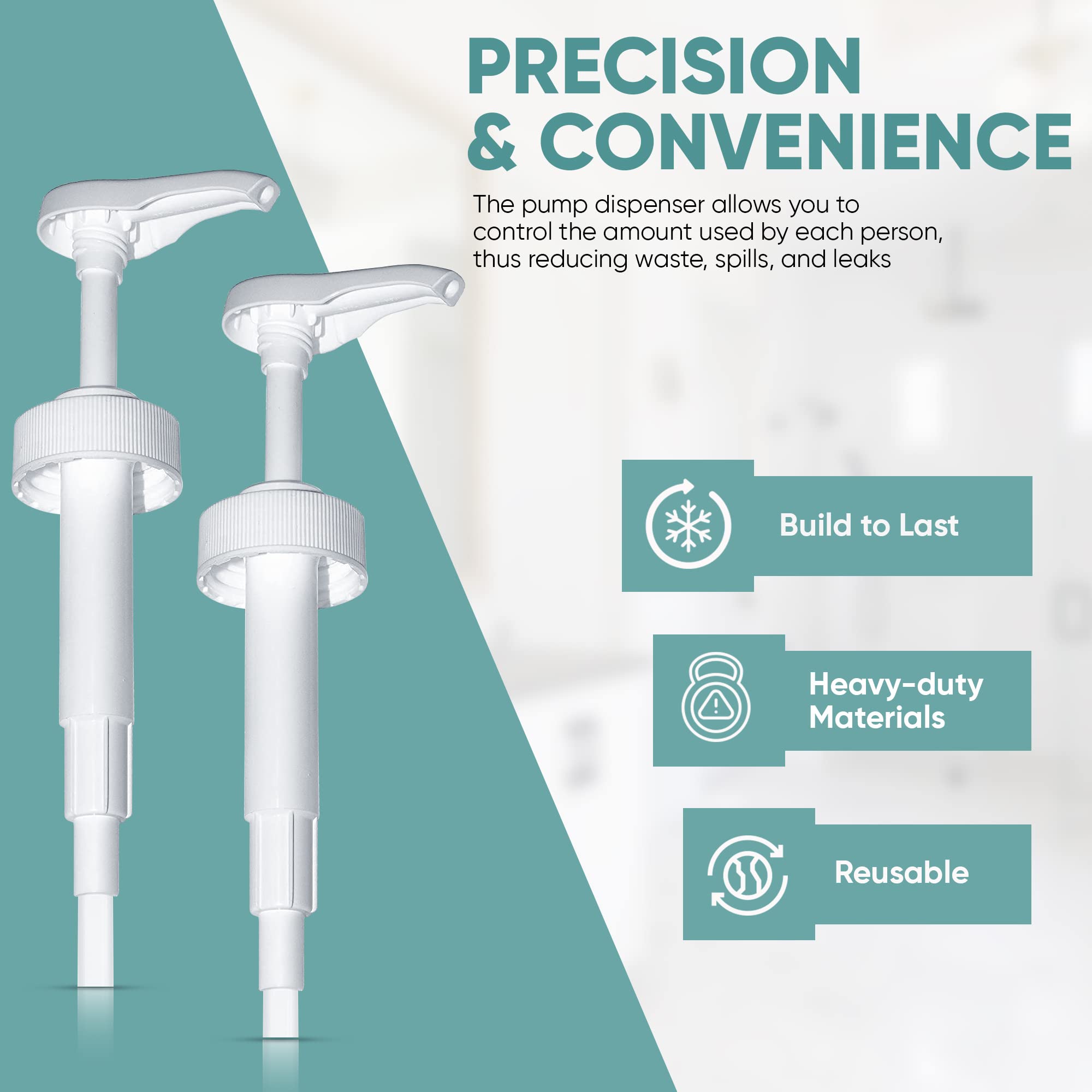 Gallon Pump Dispenser - for Plastic or Glass Bottles β Heavy-Duty Leak Proof for Commercial and Household Use - Plastic Pump for 1 Gallon Jug β Non-BPA Plastic (Pack of 6)