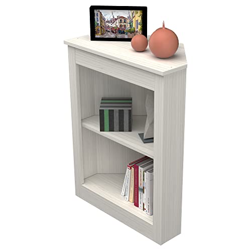 Inval 31.5" 2-Shelf Corner Bookcase, Washed Oak