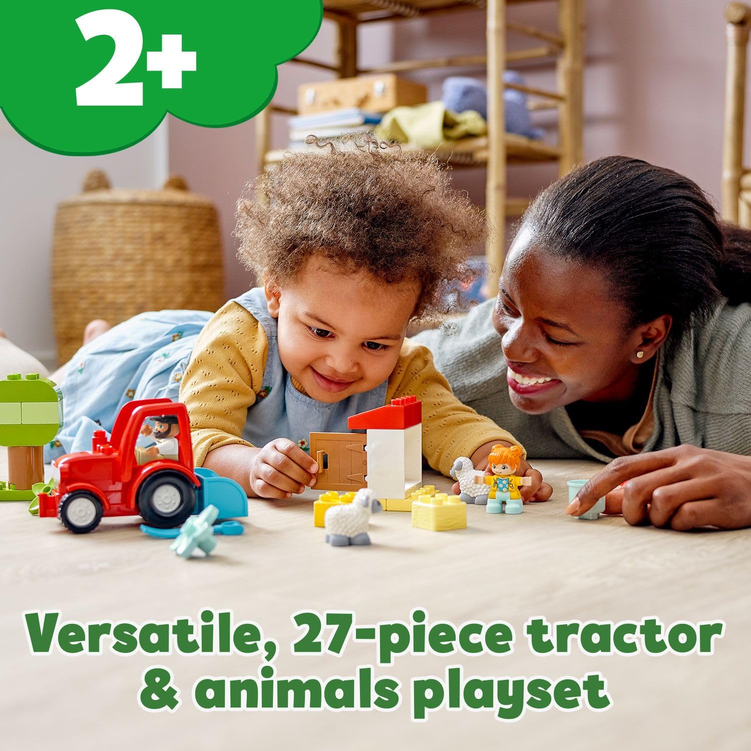 LEGO DUPLO Town Farm Tractor & Animal Care 10950 Creative Playset for Toddlers with a Toy Tractor and 2 Sheep, New 2021 (27 Pieces)
