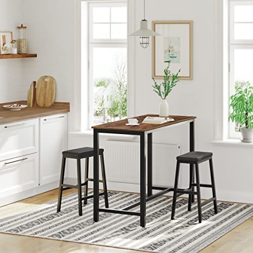 HOOBRO Bar Stools, Set of 2 Bar Chairs, PU Leather Upholstered Breakfast Stools, Easy Assembly, Suitable for Kitchen, Bar, Dining Room, Black BB01MD01