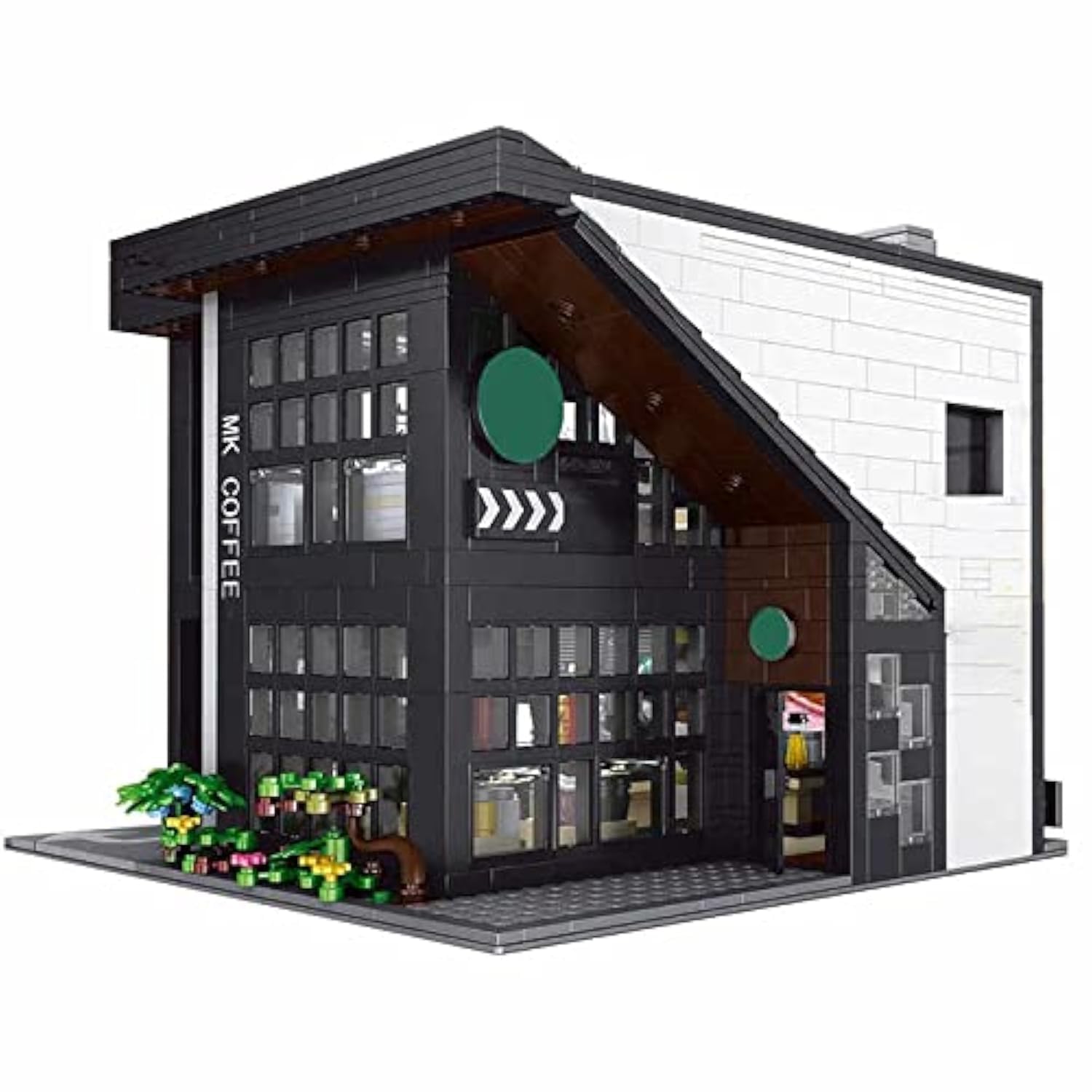 General Jim's Coffee House Modern Architecture Building Blocks Two Level City Modular MOC Bricks Toy Building Set with Light Effects Great Modular Build for Teens and Adults