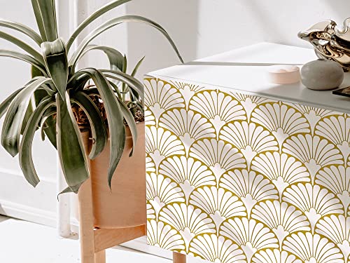 Gold Peel and Stick Contact Paper for Cabinets, Bedroom Boho Modern Self Adhesive Removable Leaf Wallpaper Ginkgo Biloba17.3”×78.8”