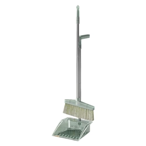 Broom Dustpan Set Cleaning Tool Dust Pan Long Handle Broom Brush Kit Home Bedroom (Green)