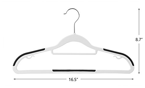 Finnhomy Bar Design Heavy Duty 50 Pack Plastic Hangers, Durable Clothes Hangers with Non-Slip Pads, Great for Shirts, Pants, Scarves, Strong Enough for Coat, White