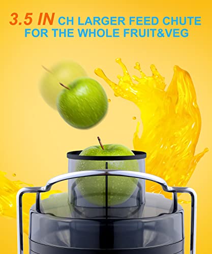 Juicer Machine, 600W Juicer with 3.5β Wide Mouth for Whole Fruits and Veg, Juice Extractor with 3 Speeds, BPA Free, Easy to Clean, Compact Centrifugal Juicer Anti-drip