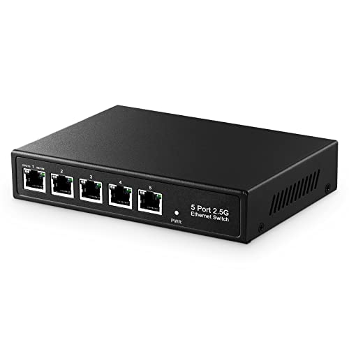 Binardat 5 Port 2.5G Switch, 5 x 2.5 Gigabit RJ-45 Base-T Ports, Metal Unmanaged Multi-Gigabit Desktop Ethernet Switch…