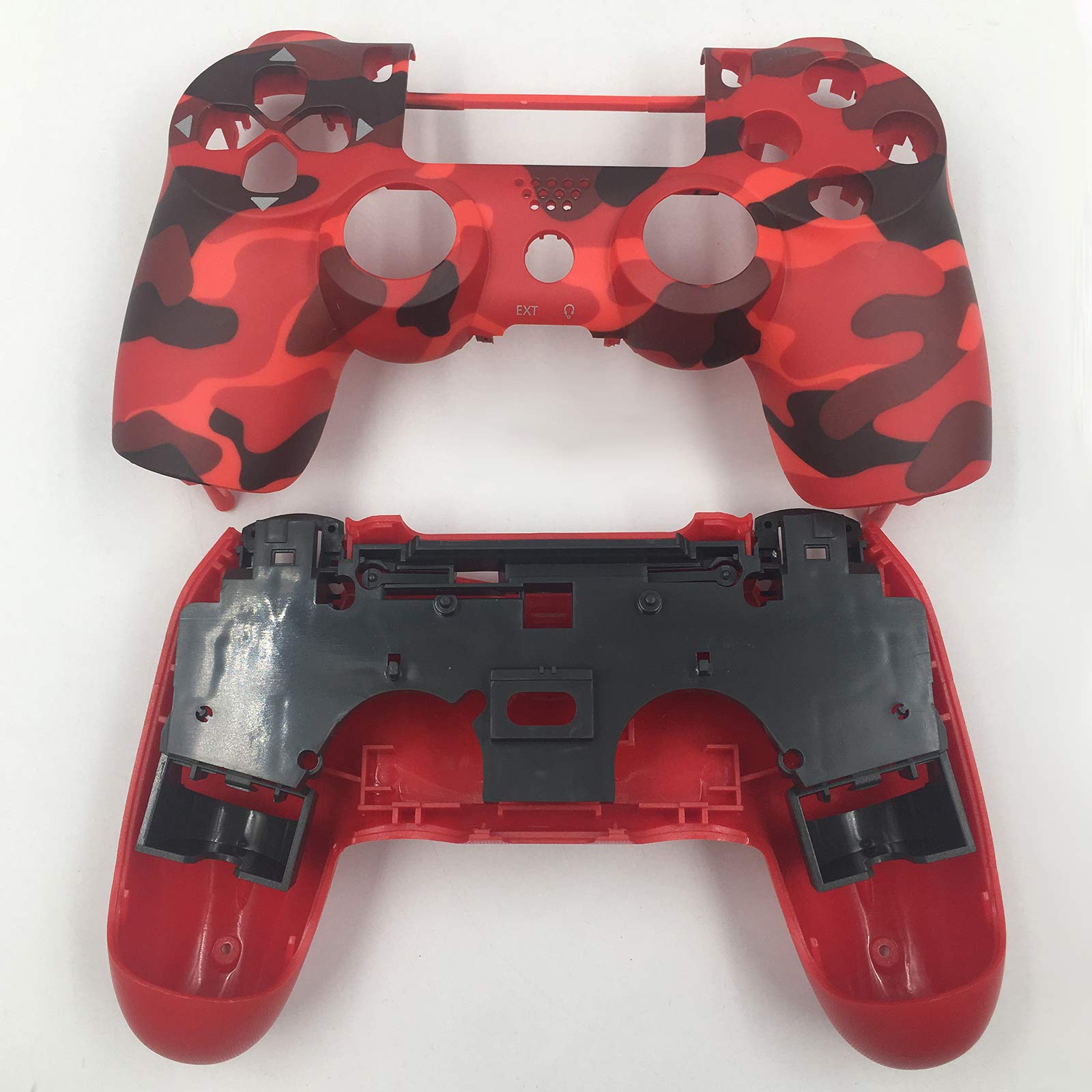 HUAYUWA Plastic Game Controller Housing Cover with Buttons Replacement Set Fit for Playstation 4 Slim 4.0 JDM-040 (V1 Version), Camouflage Red