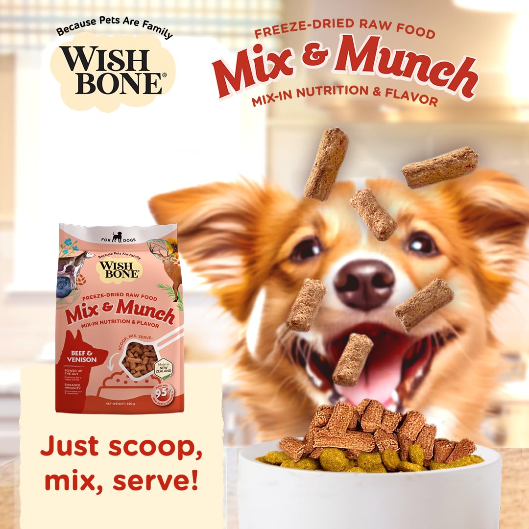 Wishbone Mix & Munch Raw Freeze-Dried Grain-Free Beef and Venison for Dogs 350g