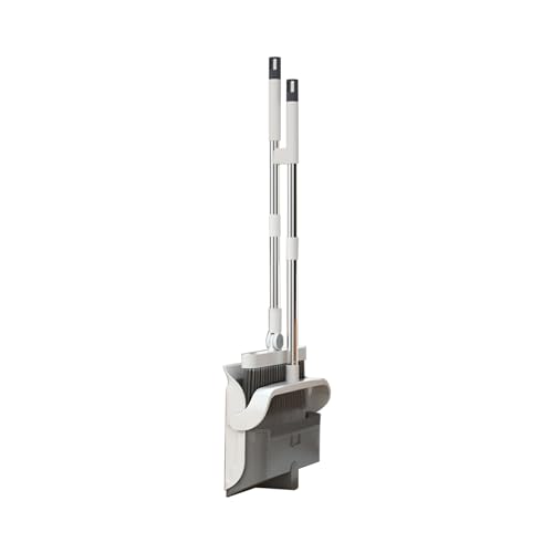 Broom with Dustpan Combo Set Brooms and Dustpan SetDouble-Layer Scraper Foldable Dustpan Non-Stick Hair Dustpan Sweeping Brooms 180-degree Rotatable Vertical Storage Broom Set Dust Pan and Broom Set