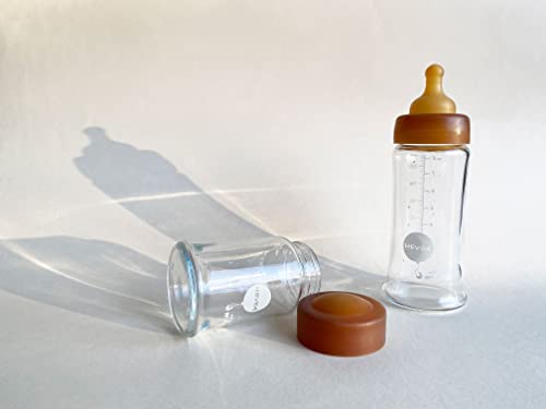 HEVEA Wide Neck Baby Glass Bottle 2-Pack Free from Plastic, BPA, and Phthalates (150 ml / 5 oz)