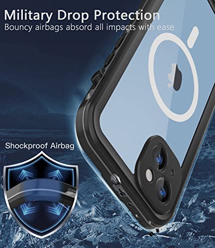 Dewfoam Design for iPhone 14 Waterproof Case, Shockproof Dustproof Phone Case for iPhone 14 with Screen Protector, Full Body Protective Cover for iPhone 14 6.1'' (Black)