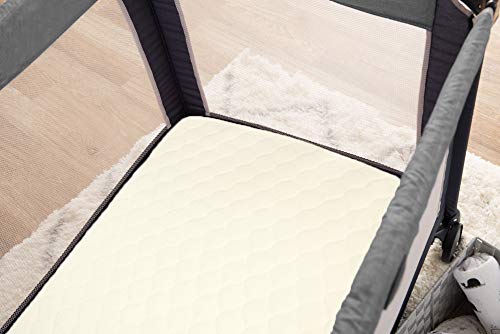 TL Care Waterproof Quilted Pack N Play Playard Size Fitted Mattress Cover Made with Organic Cotton Top Layer, Natural Color, 2 Pack