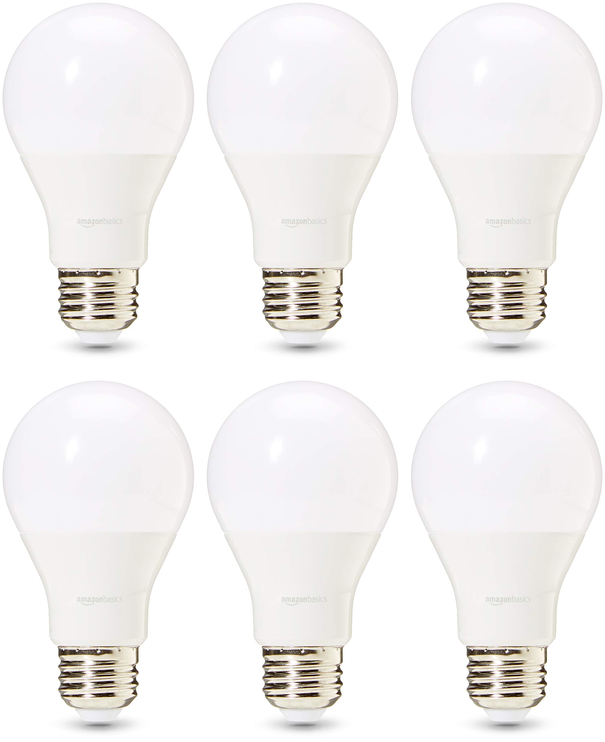 Amazon Basics Commercial Grade 25,000 Hour LED Light Bulb | 40-Watt Equivalent, A19, Daylight, Dimmable, 6-Pack
