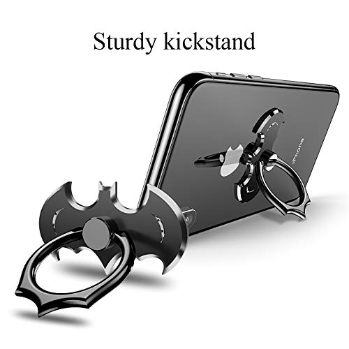 OATSBASF Bat Phone Ring Stand Holder Cell Phone Ring Holder Finger Grip 360 Degree Rotation Compatible with iPhone 12/11 Pro Max/SE 2020 and Other Smartphones(Black+Silver)