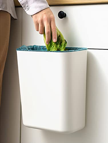 Hanging Trash Can for Kitchen Cabinet Door, Wall Mounted Garbage Bin for Bedroom Bathroom RV (2.2 Gallon/ 8.4L)