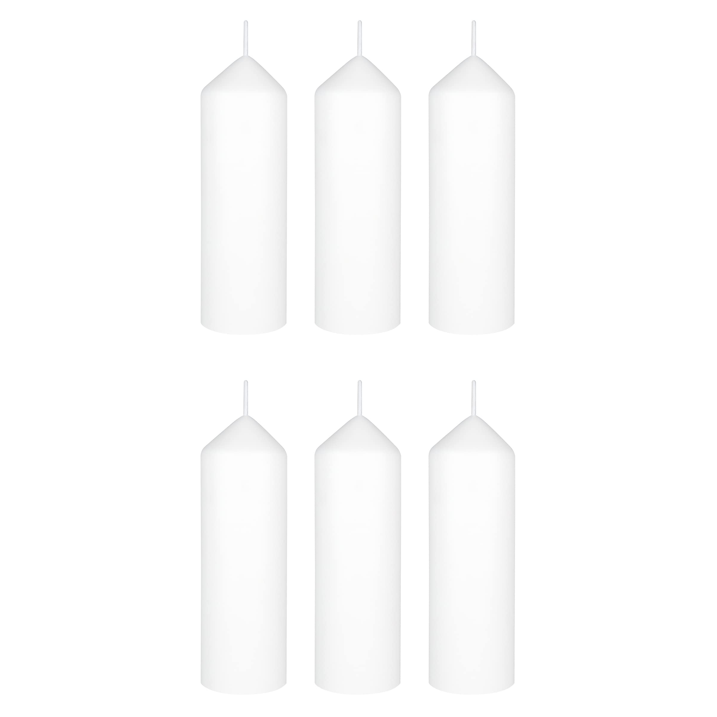 Mega Candles 6 pcs Unscented White Dome Top Round Pillar Candle, Economical One Time Use Event Wax Candles 2 Inch x 6 Inch, Wedding Receptions, Birthdays, Parties, Celebrations, Florists & Churches