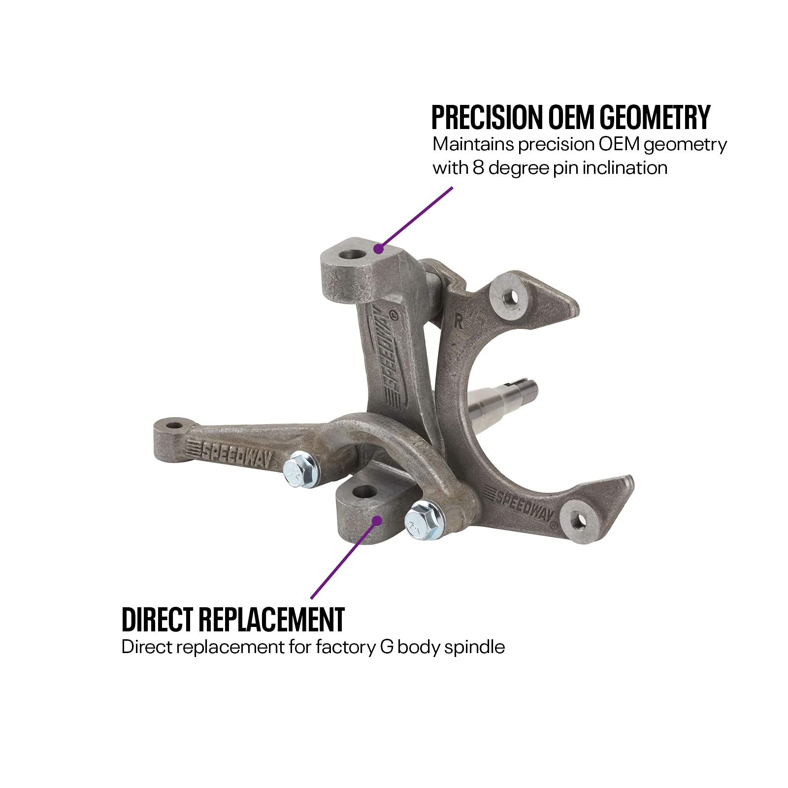 IMCA Approved 1979-Up GM Metric Midsize 3-Piece Spindle Kit, Forged Heat-Treated Steel, Direct OEM Replacement, Quick Replacement Design, Includes Left & Right Spindles