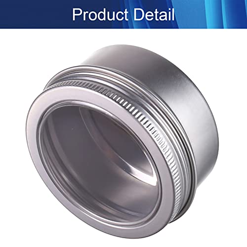 Heyiarbeit 6Pack 3.4 OZ Tin Cans Screw Top Round Aluminum Cans Screw Lid Containers with Clear Window for Store Spices Candies Tea or Gift Giving