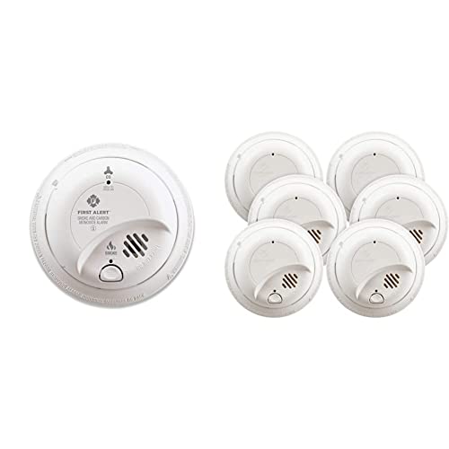 First Alert BRK 9120B6CP Hardwired Smoke Alarm with Backup Battery, 6-Pack & BRK SC9120B Hardwired Smoke and Carbon Monoxide (CO) Detector with Battery Backup, 1 Pack