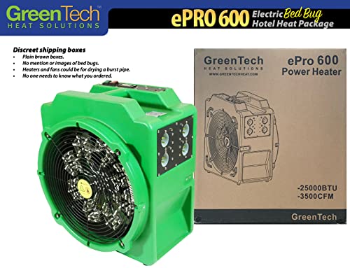 Hotel Portable Electric Bed Bug Sanitation Heater | Professional-Grade | Heat Treatment System and Equipment | Get Rid of Bugs | 26,212 BTU | ePro 600 PTAC Hotel Bundle Package for 600 Sq Foot Room