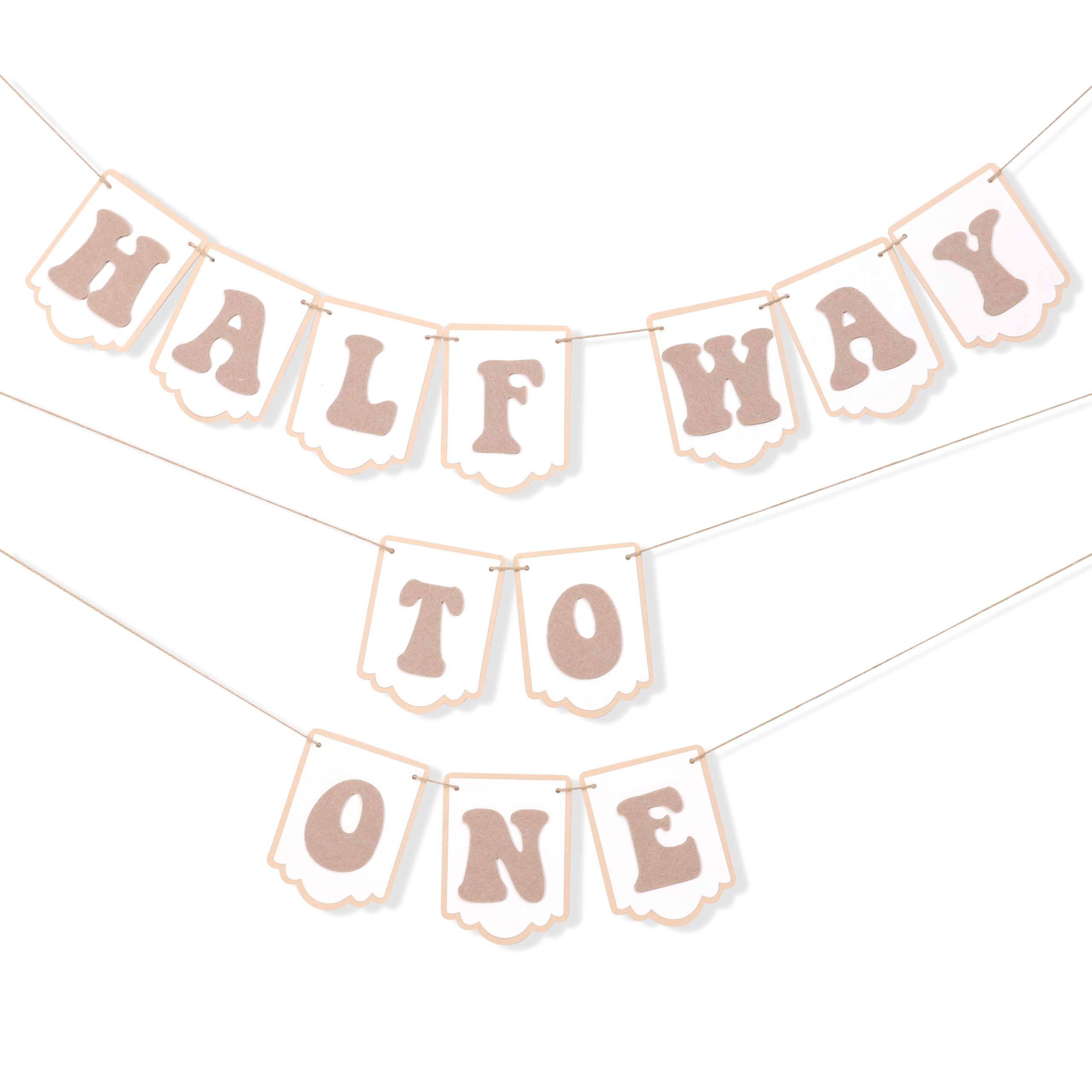 Half Way To One Banner for Baby - Baby 1/2 Birthday Party Decorations,Half Birthday Banner For Boys Girls,Neutral Rustic Baby Shower Party Decor,Six Months Baby Happy Birthday Banner Photo Props (HALF