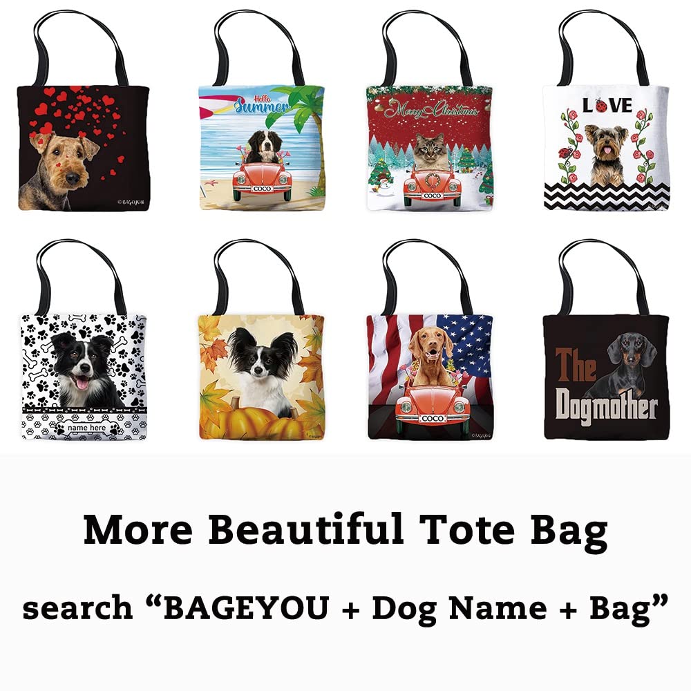 BAGEYOU Spring Flowers Lawn Tote Bag Shih Tzu USA Flag Background Patriotic
