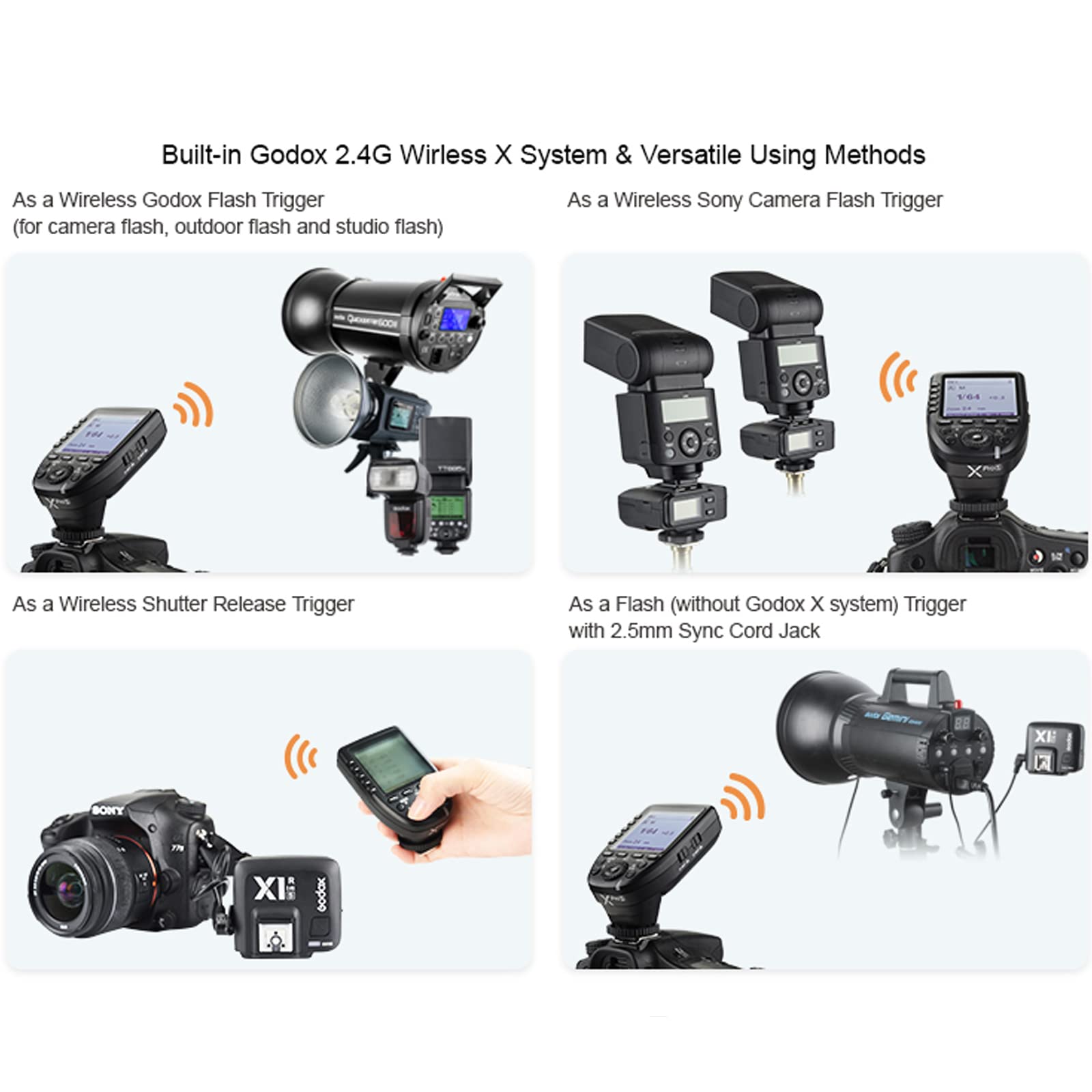 Godox Camera Flash Trigger Xpro-N for Nikon Wireless Remote 2.4GHz 1/8000s HSS TTL-Convert-Manual Large Screen Design Customizable Functions