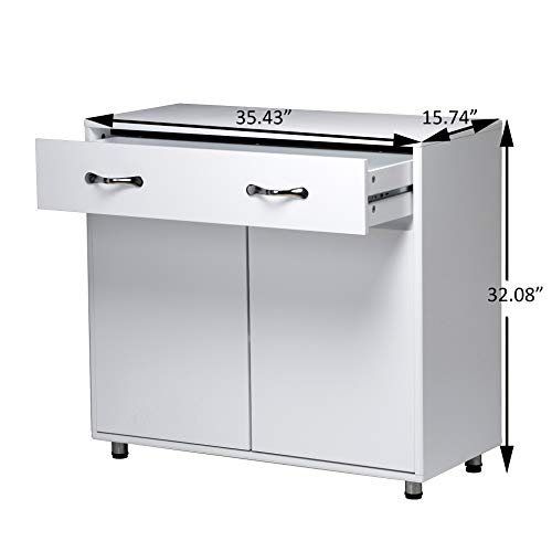 GLCHQ Storage Drawer File Cabinet nightstand Side Cabinet Cupboard Sideboard for Office or Living Room Kitchen Room (Two Doors, White)