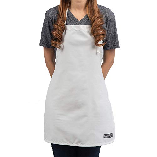 GIDABRAND White Aprons for Kids – Chef & Art Apron for Children – Ideal Child Apron for Cooking, Baking, Painting or Decorating Party - Baking Wear for 5-12 Year Olds (White, 1)