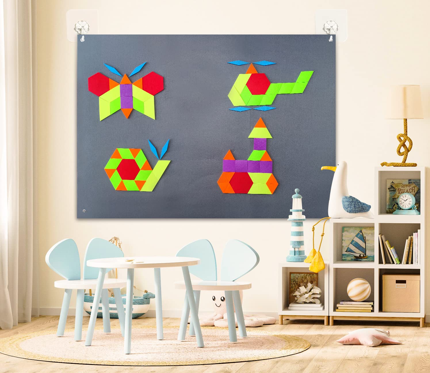 EDDJOND Shape Felt Board for Toddlers Teaching Story Board Set, Large 3.5 Ft Felt Toys Flannel Parent-Child Interactive Game Felt Board Pieces 123 PCS
