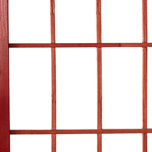 Oriental Furniture 5 ft. Tall Window Pane Shoji Screen - Rosewood - 4 Panels