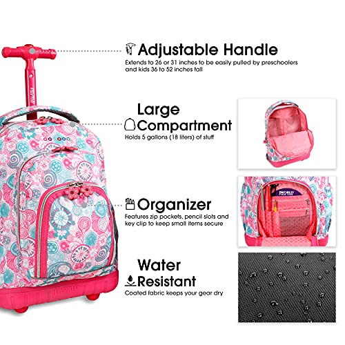 J World New York Kids' Lollipop Rolling Backpack & Lunch Bag Set, Blue Raspberry, One Size