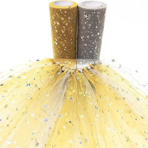 Glitter Tulle Fabric Rolls, 6β by 50 Yards (150FT) Sparkling Tulle Spool Ribbon Sequin Tulle Netting Fabric for Tutu Skirt Wedding Birthday Baby Shower Bows Party Decoration (Grey)
