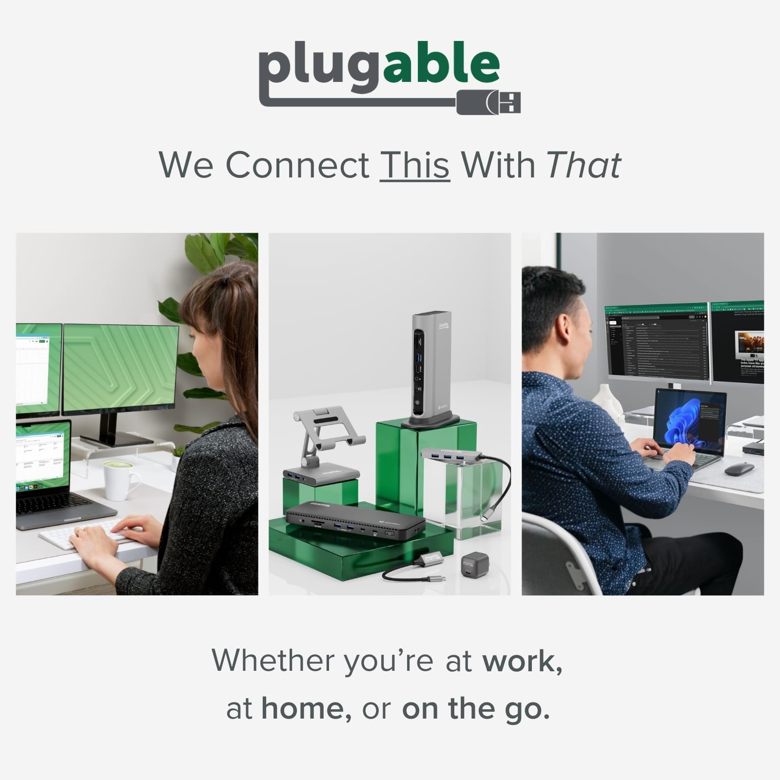 Plugable USB 2.0 to DVI, VGA, or HDMI Multi-Monitor External Video Graphics Card Adapter up to 1920x1080 Supports Windows 11, 10, 8.1, 7, XP, Mac, and ChromeOS