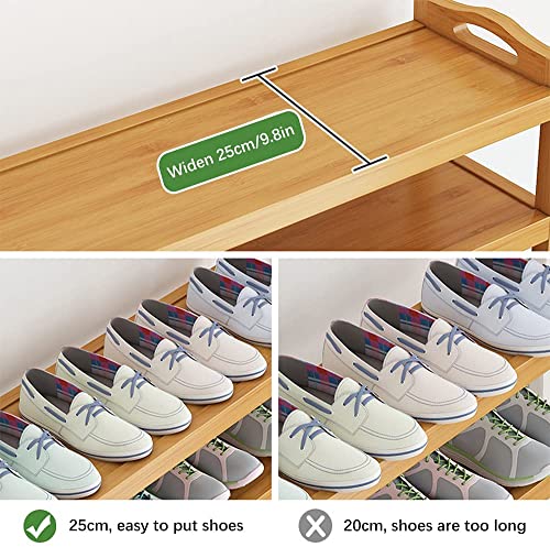 FEACM Bamboo Shoe Rack, 3-Tier Shoes Storage Organizer, Shoe Shelf for Entryway Boots Closet Free Standing Doorway, 70 x 25 x 51cm