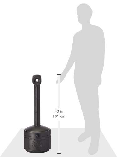 Justrite, Personal Smoker’s Cease-Fire Outdoor Ashtray, Polyethylene Standing Ashtray with Steel Bucket, 1 Gallon, Black, 26806D