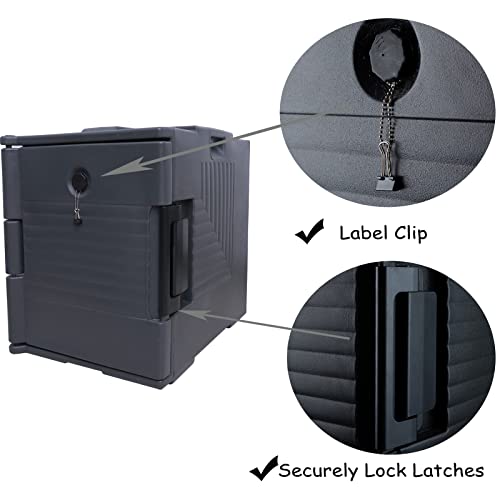 luston Front-Loading Insulated Food Pan Carrier,95 Quart Capacity, Color grey, Food-grade LLDPE Material, Portable Food Warmer for Canteen and Restaurant Use