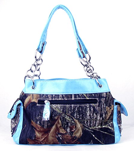 GoCowgirl Western Crossed Guns Purse Camouflage Handbag Camo W Matching Wallet (Blue)