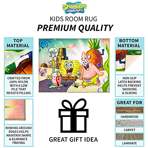 Franco Kids Room Non Slip Area Rug, 69 in x 52 in, Spongebob Squarepants
