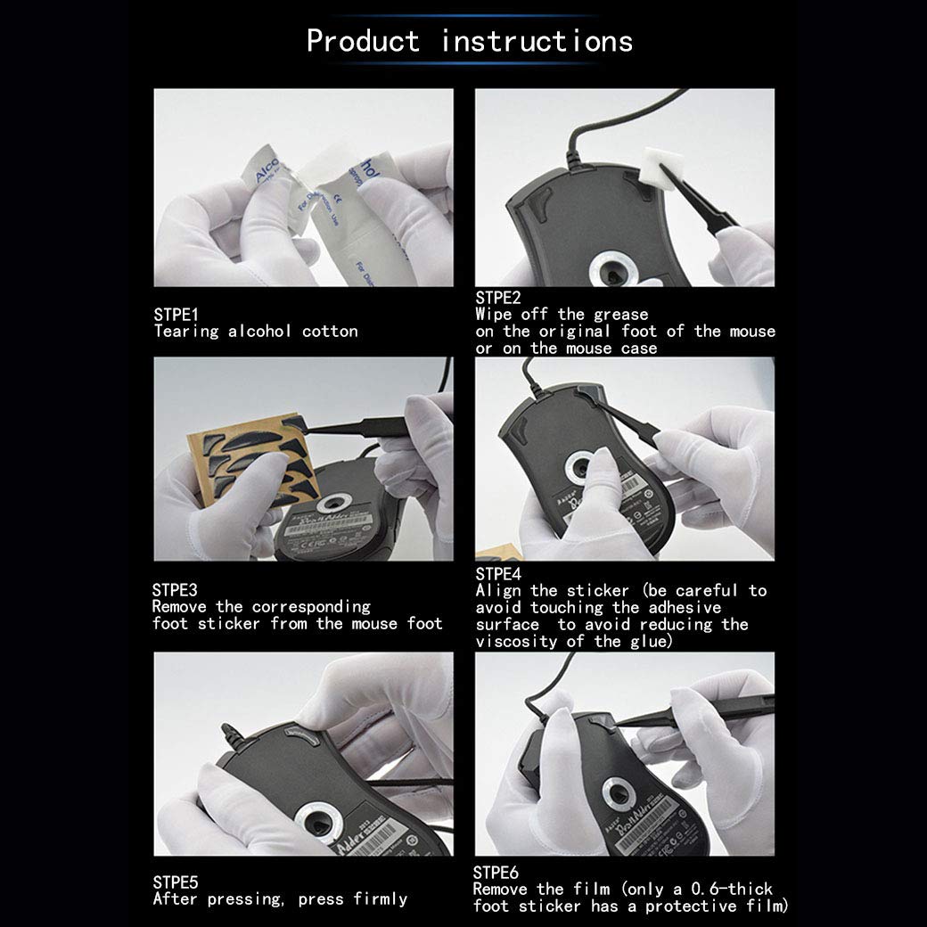 HUYUN New Mouse Skates & Mouse Feet & Mice Feet & mouseskates for Razer Deathadder Elite (Comes with 2 Sets)