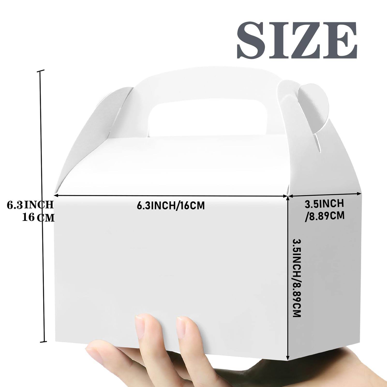 Oletx 30-Pack White Party Favor Treat Boxes, Goodie Boxes, Gable Paper Gift Boxes with Handles. Perfect for Wedding, Birthday, Graduation, Babyshower.