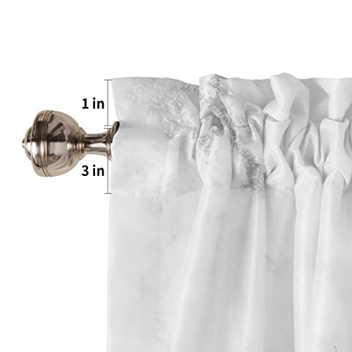 Marble Blue Haze Valance Curtains for Living Room/Bedroom/Bathroom/Kitchen Window,Rod Pocket Window Valance Tiers Small Curtain Drape Treatment,Modern Abstract Gold White Gray Panel Valance 60"x18"