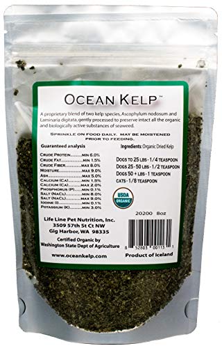 Life Line Pet Nutrition Organic Ocean Kelp Supplement for Skin & Coat, Digestion in Dogs & Cats, 8oz (20200)