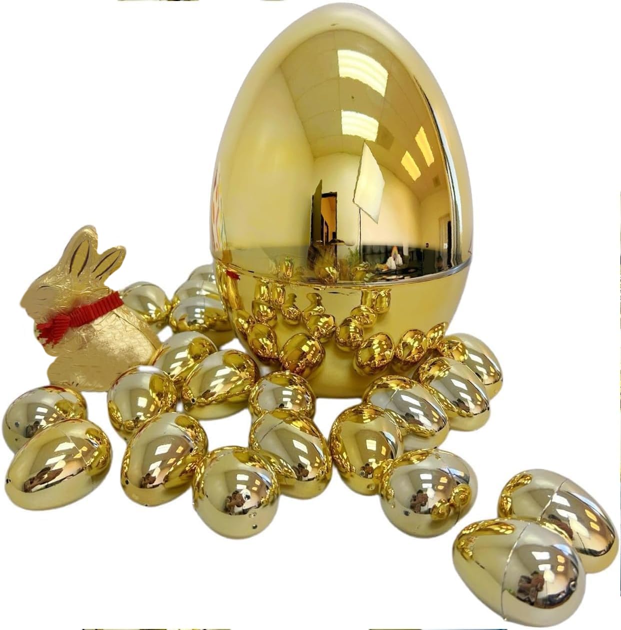 GiftExpress Jumbo Easter Egg - 10" Tall x 7" Wide Extra Large Empty Plastic Eggs - Perfect Kids & Adult Party Toys for Gift Baskets or Egg Hunt Decor - 1 Piece, Gold