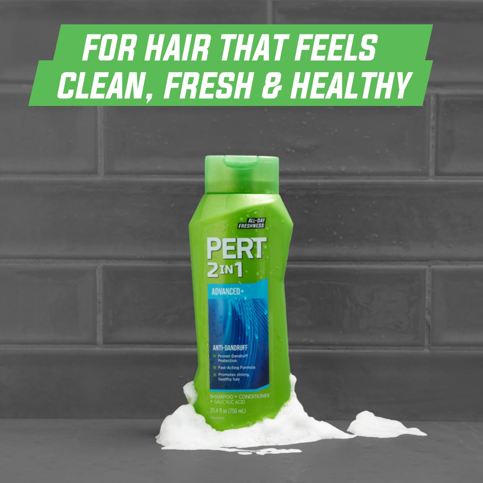 Pert Anti-Dandruff 2 in 1 Shampoo and Conditioner - Advanced Shampoo Conditioner with 2 Percent Salicylic Acid - Dandruff Shampoo with Zinc - 25.4 oz 4 Pack