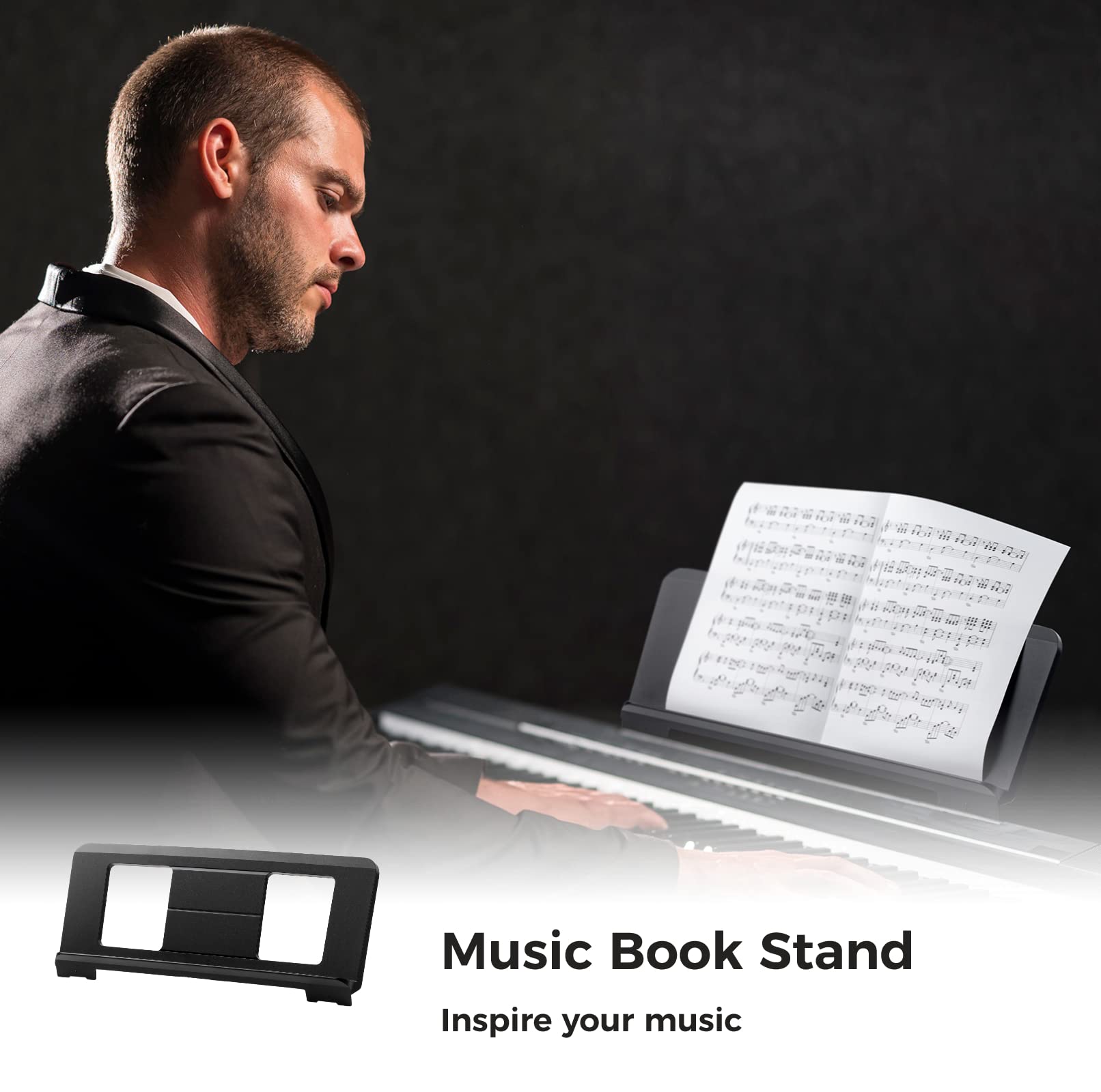 Anjetan Electronic Keyboard Music Stand: Stable Plastic Professional Wide Thickened Music Book Holder Music Sheet Stand